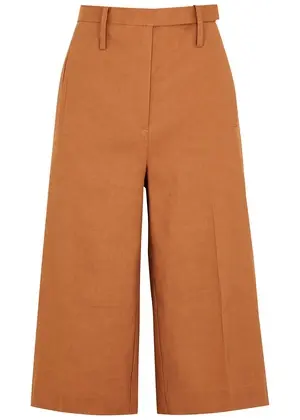 OROTON Burnt Orange Linen-blend Culottes