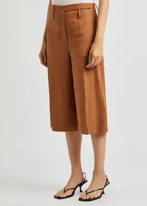 OROTON Burnt Orange Linen-blend Culottes