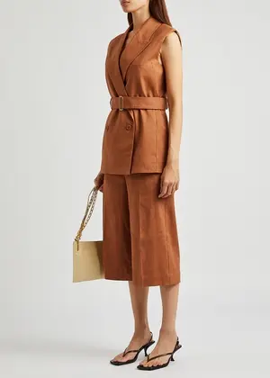 OROTON Burnt Orange Linen-blend Culottes