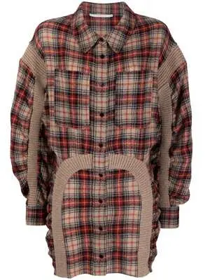 Stella McCartney Check-pattern Mini Shirtdress - Neutrals