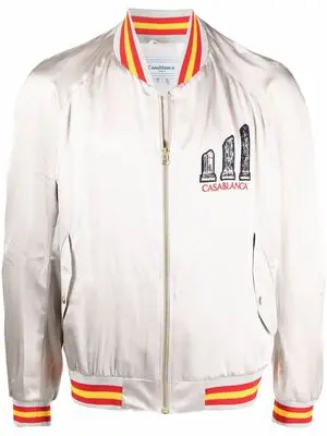 Casablanca Embroidered Zip-up Bomber Jacket - Grey