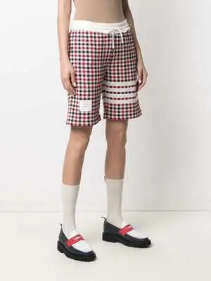 Thom Browne Check-pattern Shorts With Logo Patch