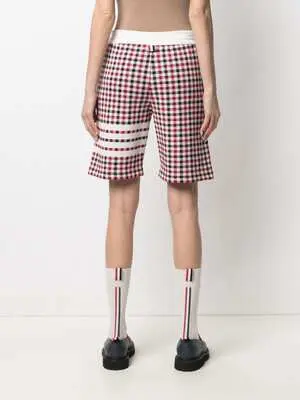 Thom Browne Check-pattern Shorts With Logo Patch