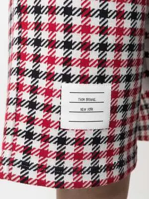 Thom Browne Check-pattern Shorts With Logo Patch
