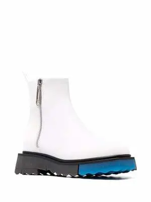 Off-White Contrast Panel Ankle Boots - White
