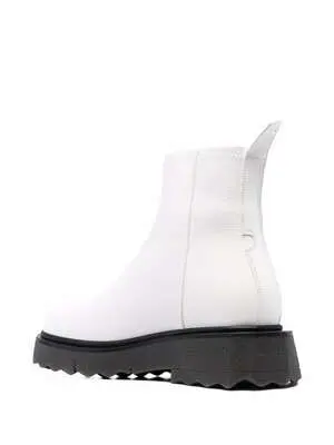 Off-White Contrast Panel Ankle Boots - White