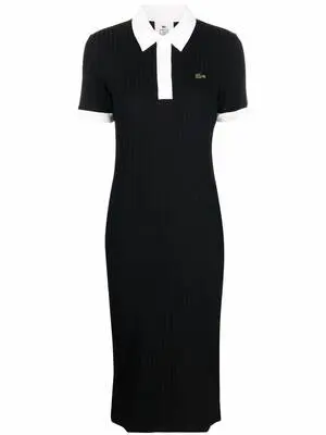 Lacoste Ribbed-Knit Polo Dress In Black - 5% Off | Editorialist