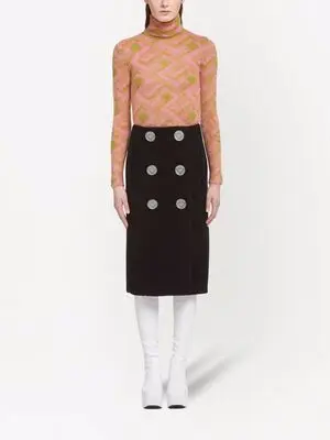 Prada Button-detailed Midi Skirt