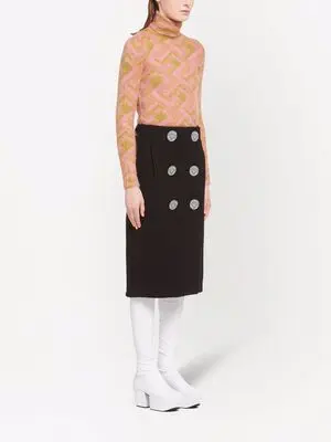 Prada Button-detailed Midi Skirt
