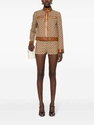 Gucci Gg-canvas Leather-trim Jacket