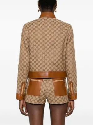 Gucci Gg-canvas Leather-trim Jacket