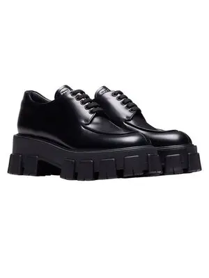 Prada Moonlith Brushed Leather Lace-up Shoes