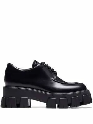 Prada Moonlith Brushed Leather Lace-up Shoes