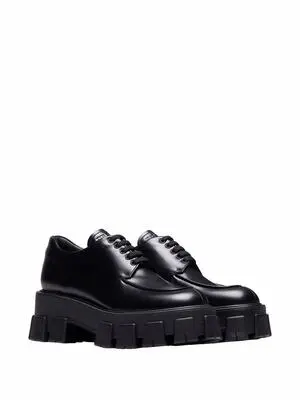 Prada Moonlith Brushed Leather Lace-up Shoes