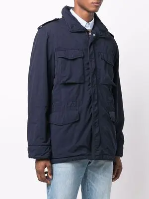 Aspesi Crinkled-finish Military Jacket - Blue