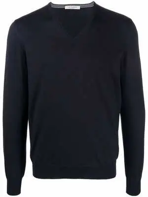 FILERIA Wool V-neck Jumper - Blue