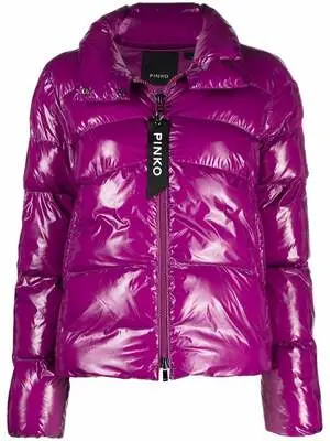 Pinko High-shine Puffer Jacket - Purple