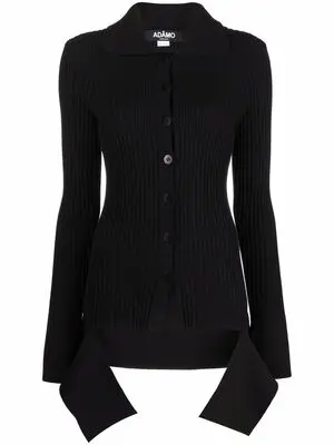 ANDREĀDAMO Long-sleeve Ribbed Cardigan With Cut-out Detail