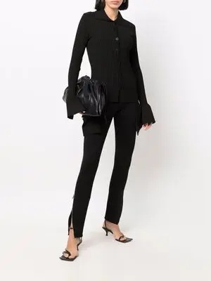 ANDREĀDAMO Long-sleeve Ribbed Cardigan With Cut-out Detail