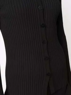 ANDREĀDAMO Long-sleeve Ribbed Cardigan With Cut-out Detail