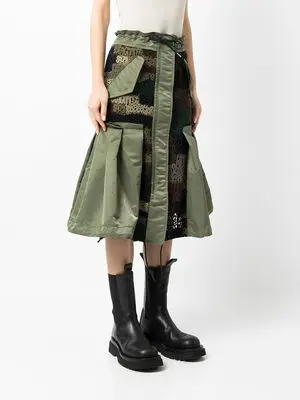 Sacai Camouflage Ruffle-hem Midi Skirt