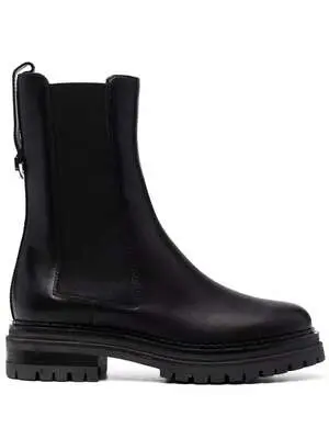 SERGIO ROSSI Ridged Leather Boots - Black