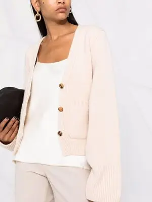 Khaite Scarlet V-neck Cashmere Cardigan - Neutrals