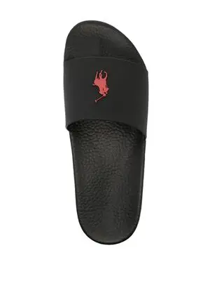 Polo Ralph Lauren Logo-print Slip-on Sandals - Black