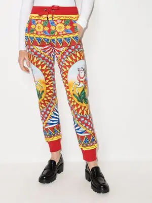 Dolce & Gabbana Caretto Print Jogging Trousers - Red