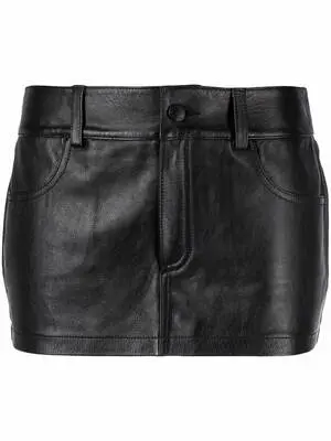 Alexander Wang Low-rise Leather Mini Shorts - Black