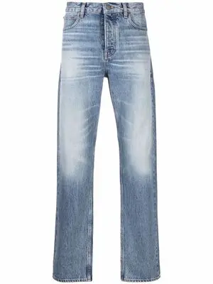 FRAME Washed Straight-leg Jeans - Blue