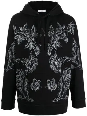 Valentino Garavani Floral Print Hoodie - Black