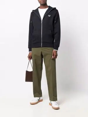 Fred Perry Logo-embroidered Hoodie - Blue