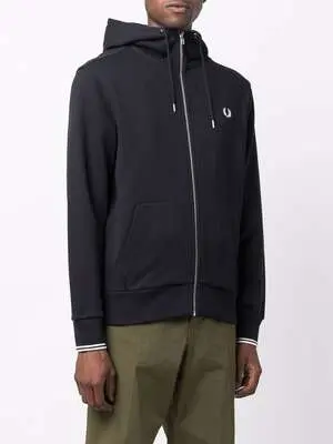 Fred Perry Logo-embroidered Hoodie - Blue