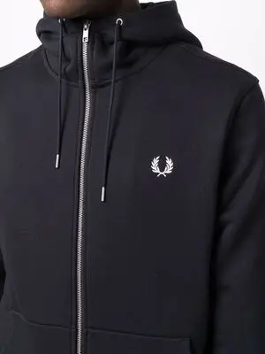 Fred Perry Logo-embroidered Hoodie - Blue
