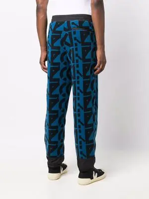 Kenzo Monogram-print Fleece Track Pants - Blue