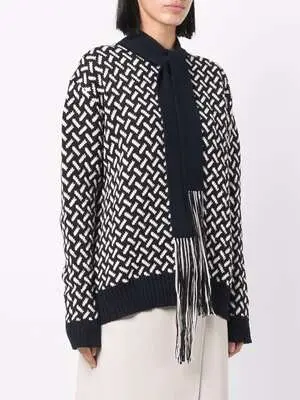 JIL SANDER Scarf-detail Wool Jumper - Blue