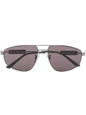 Balenciaga Double-bridge Pilot-frame Sunglasses - Black