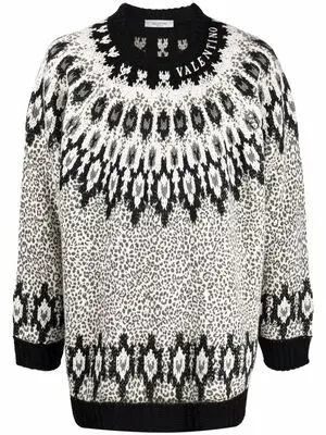 Valentino Garavani Intarsia-pattern Jumper - White