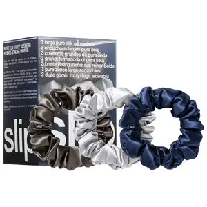 Slip Large Slipsilk Scrunchies Set Of 3 - Silver, Charcoal, Navy