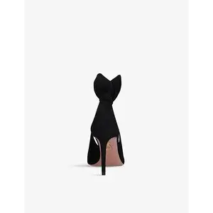 AQUAZZURA Bow Tie Suede Heeled Pumps - Black
