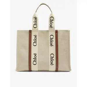 Chloé Woody Large Tote Bag - White/brown