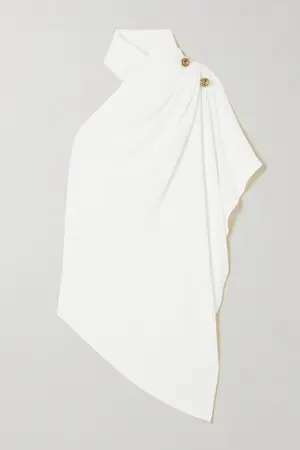 Elie Saab One-sleeve Draped Crepe Top