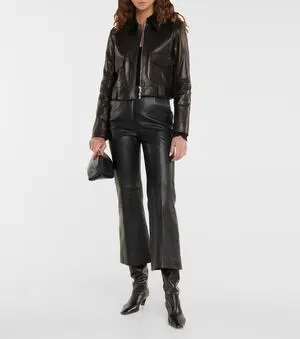Khaite Cordelia Cropped Leather Jacket