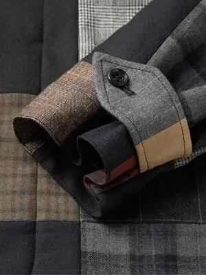BEAMS Balmacaan Patchwork Wool-blend Coat