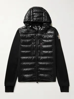 Moncler Quilted Shell And Knitted Hooded Down Ski Jacket - Black