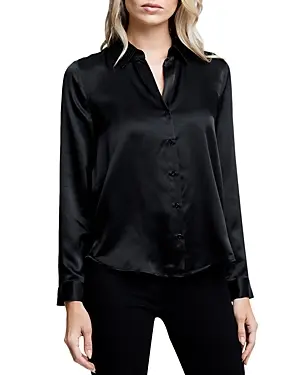 L'Agence L'AGENCE Tyler Silk Blouse Black
