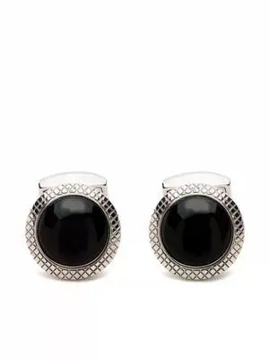 Tateossian Engraved Onyx Cufflinks - Silver