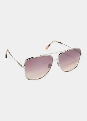 TOM FORD TOM FORD Reggie Metal Aviator Sunglasses Bordeaux