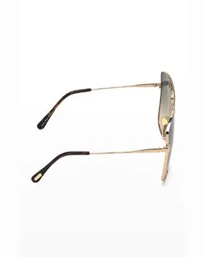 TOM FORD Reggie Metal Aviator Sunglasses - Shiny Black